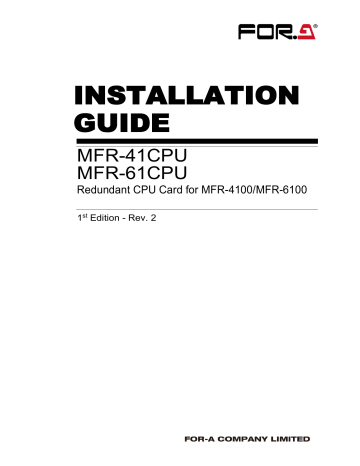 FOR-A MFR-4100 12G-SDI Routing Switcher Installation Guide | Manualzz