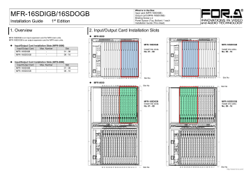 FOR-A MFR-5000 Routing Switcher Installation Guide | Manualzz