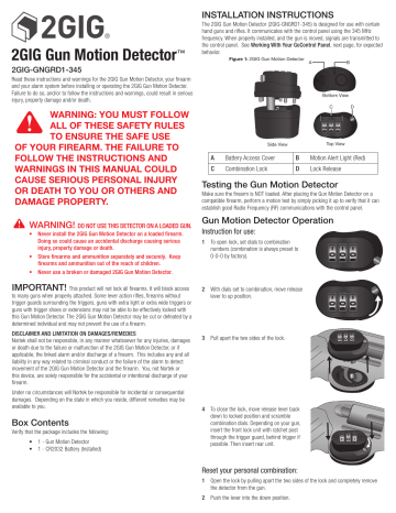 2GIG GNGRD1-345 Gun Motion Detector Installation Guide | Manualzz