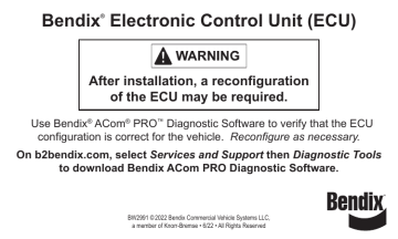 Bendix BW2991 ECU INFO CARD Service Data Sheet | Manualzz