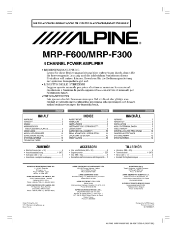 Alpine MRP-F300 Bedienungsanleitung | Manualzz