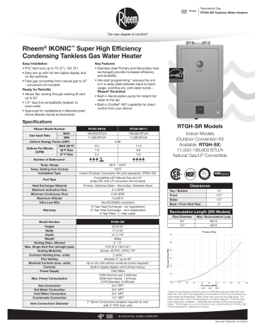 Rheem RTGH-SR11i Condensing Tankless Specification | Manualzz