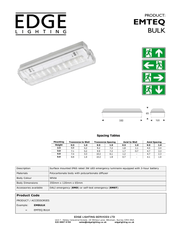Edge Lighting Emteq Bulk Product sheet | Manualzz