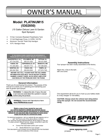 AG Spray Equipment Platinum15 Manual | Manualzz