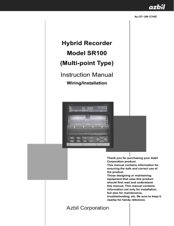Azbil SR100 Instruction manual | Manualzz
