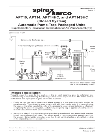 Spirax Sarco APT10, APT14, APT14HC, and APT14SHC (Closed System ...