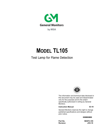 General Monitors TL105 Test Lamp Owner's Manual | Manualzz