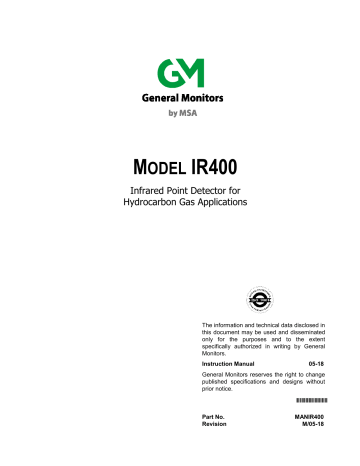 General Monitors IR400 Point IR Gas Detector Instruction manual | Manualzz