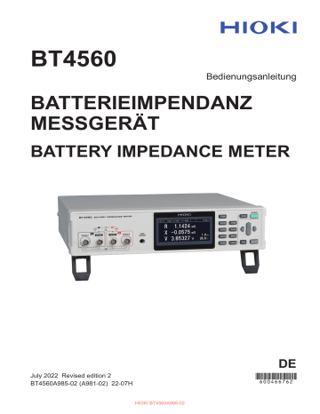 Hioki BATTERY IMPEDANCE METER BT4560 instruction manual | Manualzz