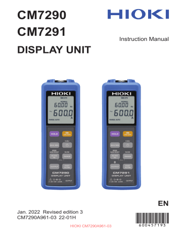 Hioki DISPLAY UNIT CM7290,CM7291 Instruction Manual | Manualzz