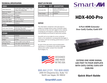 Smart-AVI HDX-400-Pro Quick Start Guide | Manualzz