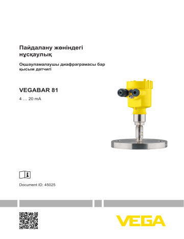 Vega VEGABAR 81 Pressure transmitter with chemical seal Пайдалану ...