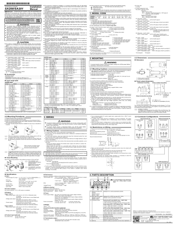 RKC Instrument SA201 Installation Manual | Manualzz