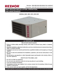 Reznor UDX - Installation manual, instruction manual, Installation guide