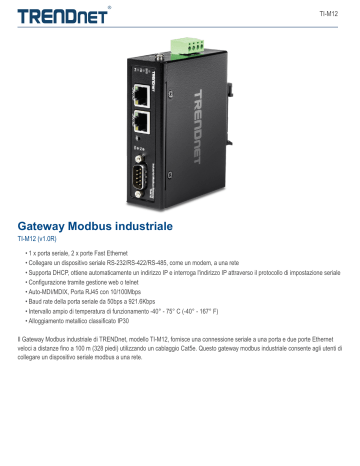 Trendnet TI-M12 Industrial Modbus Gateway Scheda dati | Manualzz