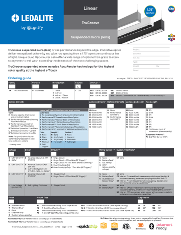 Ledalite TruGroove suspended micro (Lens) Specifications | Manualzz