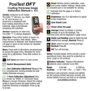 Defelsko PosiTest DFT Instruction manual | Manualzz