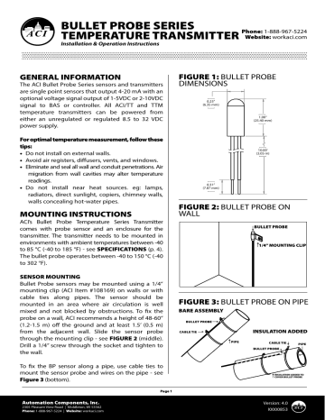 ACI A/TT1K-BP-4-GD-6'CL2P Product Instruction | Manualzz