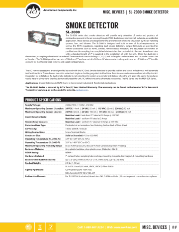 ACI SL-2000-P Data Sheet | Manualzz