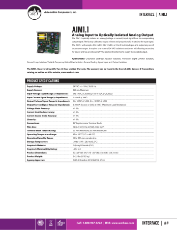 ACI AIM1.1 Data Sheet | Manualzz