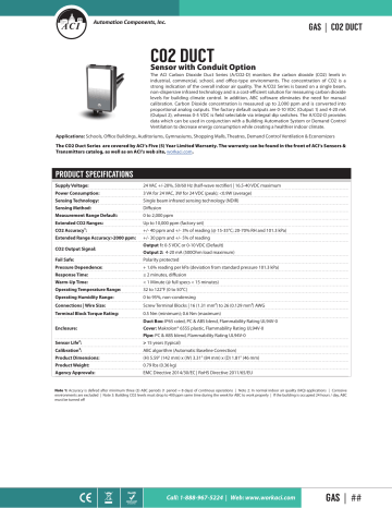 ACI A/CO2-DUCT-C Data Sheet | Manualzz