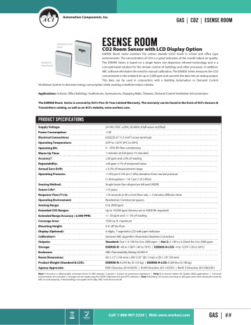 ACI ESENSE-R-LCD Data Sheet | Manualzz