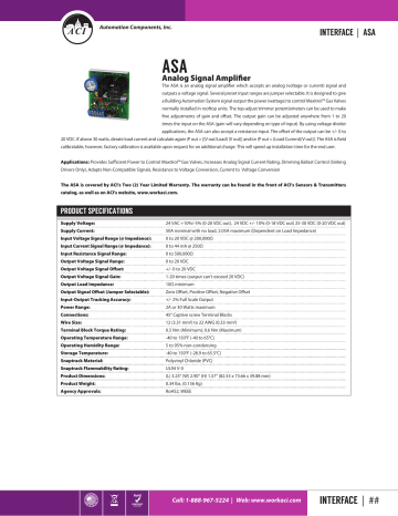 ACI ASA Data Sheet | Manualzz