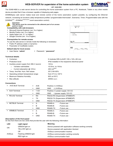 AVE 53AB-WBS WEB SERVER DOMINAPLUS Installation Guide | Manualzz