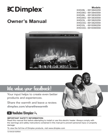 Dimplex Firebox -X-XHD23G Owner's Manual | Manualzz