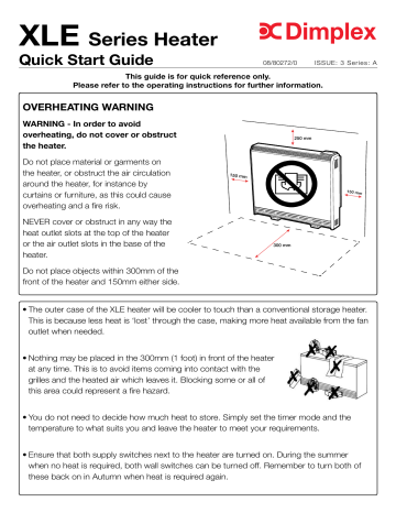 Dimplex XLE100 XLE Slimline Storage Heater Quick Start Guide | Manualzz