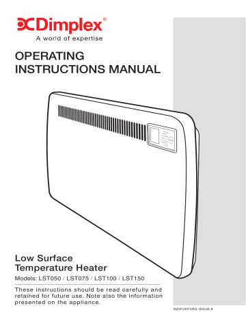 Dimplex LST100 Low Surface Temperature Panel Heater Instruction manual ...