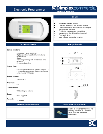 Dimplex CFCH Electronic Wall Controller Specification | Manualzz