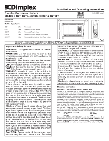 Dimplex 402TSTi 40 Series Instruction manual | Manualzz