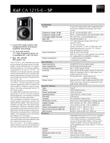 Kling & Freitag CA 1215-6 - SP Datasheet | Manualzz