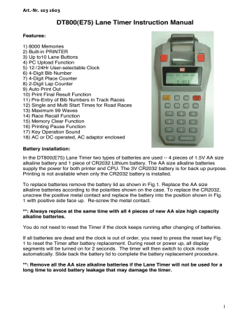 Digi Sport DIGI Event Timer Owner's Manual | Manualzz