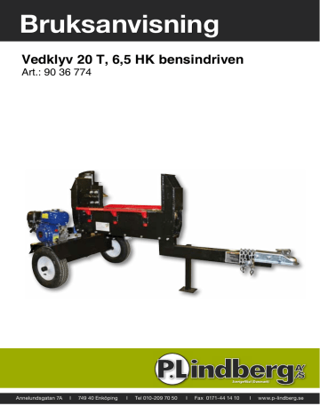 P. Lindberg Vedklyv, 20 ton Bruksanvisning | Manualzz