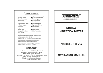 KUSAM-MECO KM 63A Digital Vibration Meter Manual | Manualzz