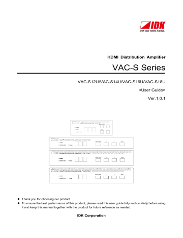 Idk VAC-S18U User's guide | Manualzz