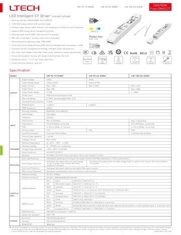 LTech LM-75-24-G2M2 75W 24VDC CV DMX DIM&CT Driver Owner's Manual | Manualzz