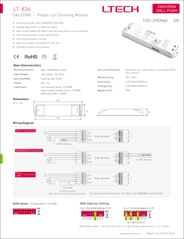 Ltech LT-834 DMX/DALI Owner's manual | Manualzz