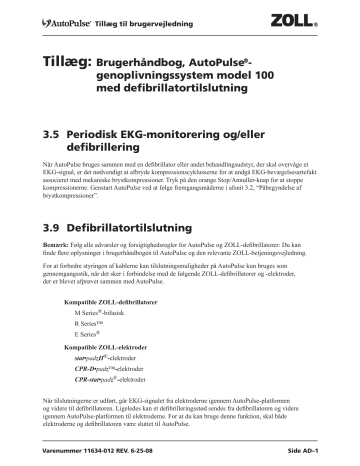 ZOLL AutoPulse Resuscitation System Brugermanual | Manualzz