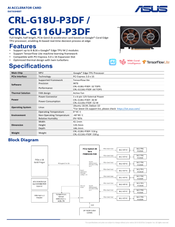 Asus AI Accelerator PCIe Card AI Accelerator Datasheet | Manualzz