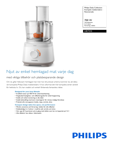 Philips HR7310/00R1 Daily Collection Kompakt matberedare - Renoverade ...