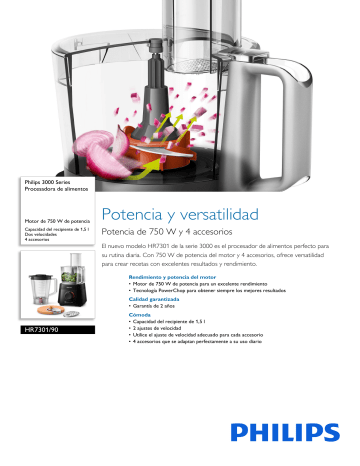 Philips HR7301/90 3000 Series Procesadora de alimentos Hoja de datos ...