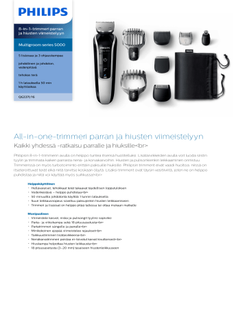 Philips QG3371/16 Multigroom series 5000 8-in-1-trimmeri parran ja ...
