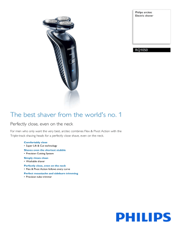 Philips RQ1050/15 arcitec Electric shaver Product datasheet | Manualzz