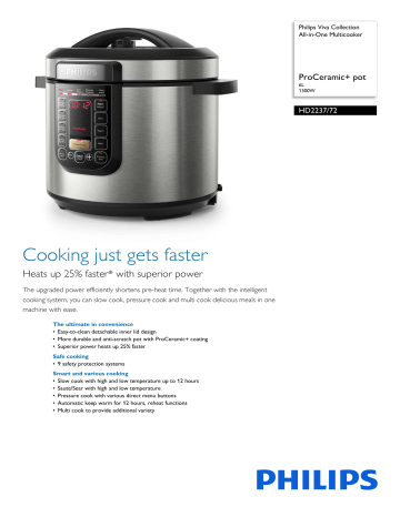 Philips HD2237/72 Viva Collection All-in-One Multicooker Product ...