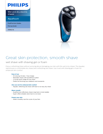 Philips AT890/16 AquaTouch Wet and dry electric shaver Product ...
