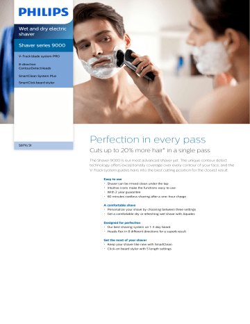 Philips S9711/31 Shaver series 9000 Wet and dry electric shaver Product datasheet | Manualzz