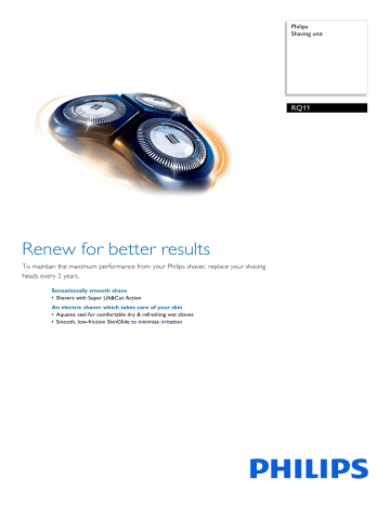 Philips RQ11/40 Shaving unit Product datasheet | Manualzz